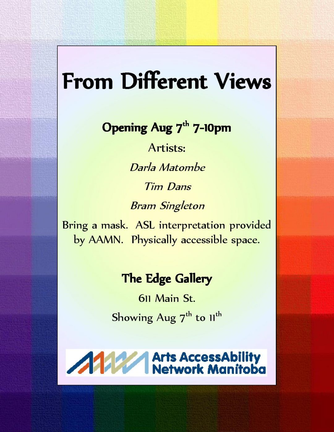 From Different Views - Arts AccessAbility Network Manitoba